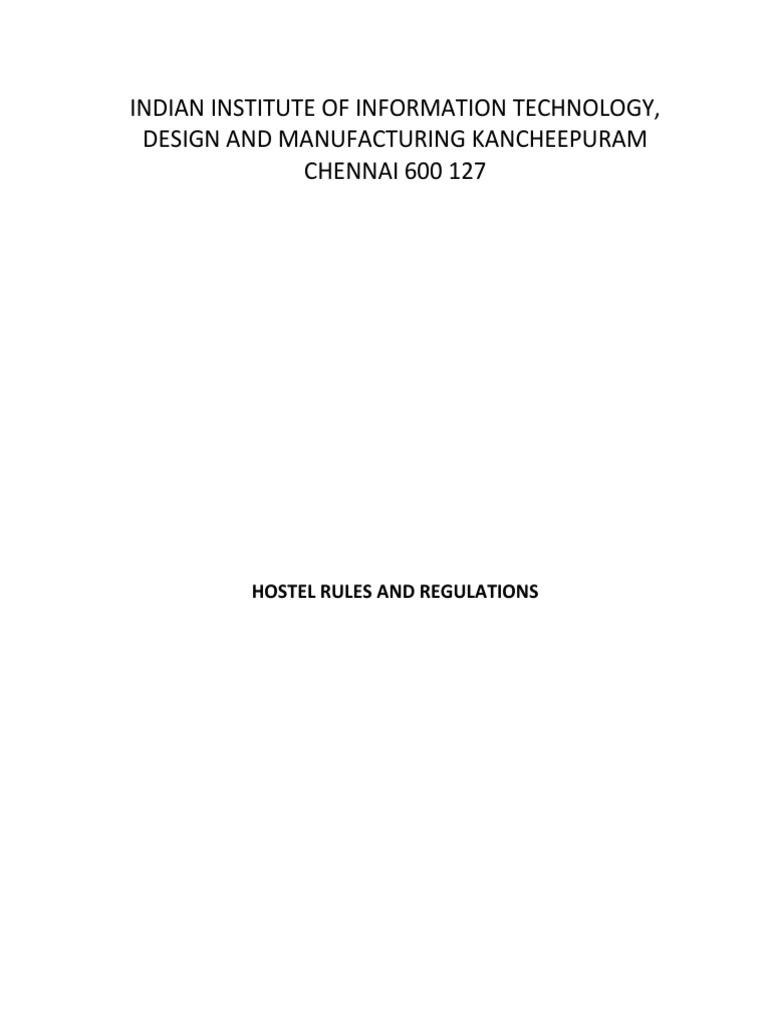 Hostel Rules & Regulations 2018 PDF | PDF | Hostel | Security Guard