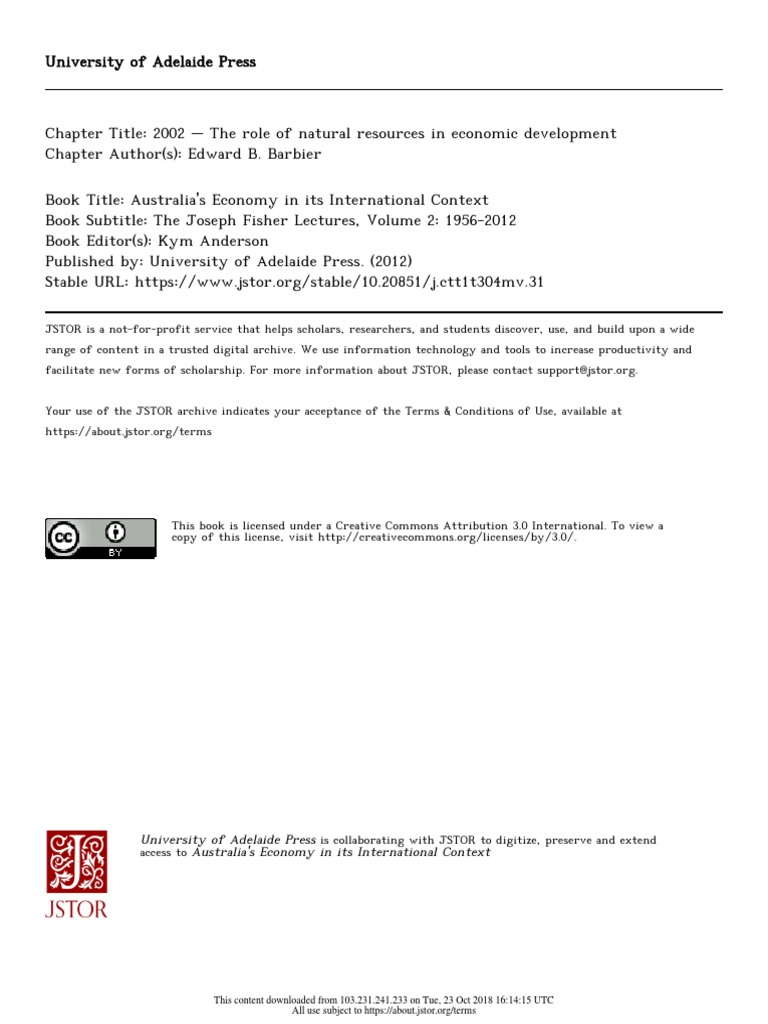 E Role of Natural Resources in Economic Development PDF | PDF ...