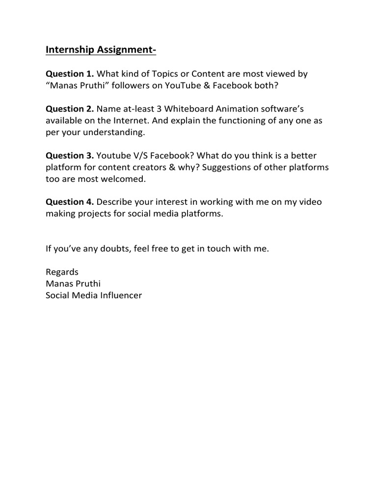 Internship Assignment | PDF