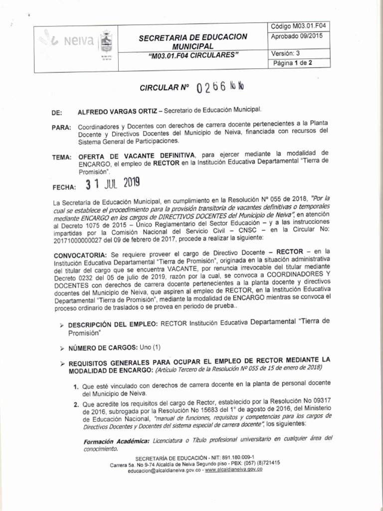 Circular | PDF | Titulo academico | Gobierno