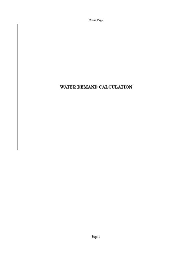 Water Demand Calculation: Cover Page | PDF | Living Arrangements | Home