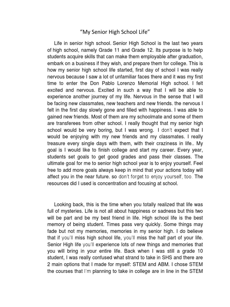 My Senior High School Life | PDF | Psychology | Behavior Modification