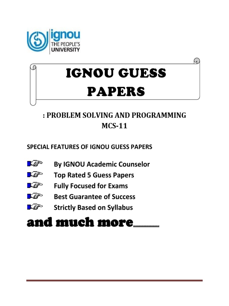Ignou Guess Papers:: Problem Solving and Programming MCS-11 | PDF Ignou Guess Papers:: Problem Solving and Programming MCS-11 | PDF