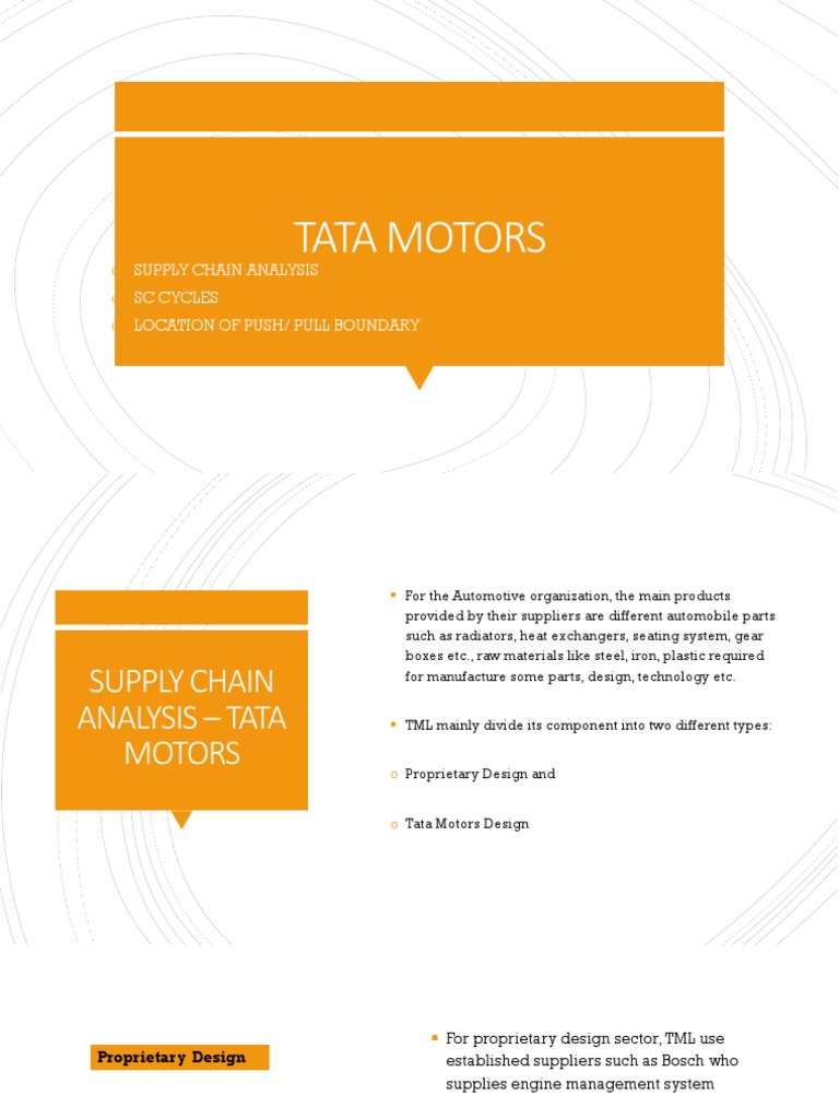 Tata Motors: Supply Chain Analysis SC Cycles Location of Push/ Pull ...