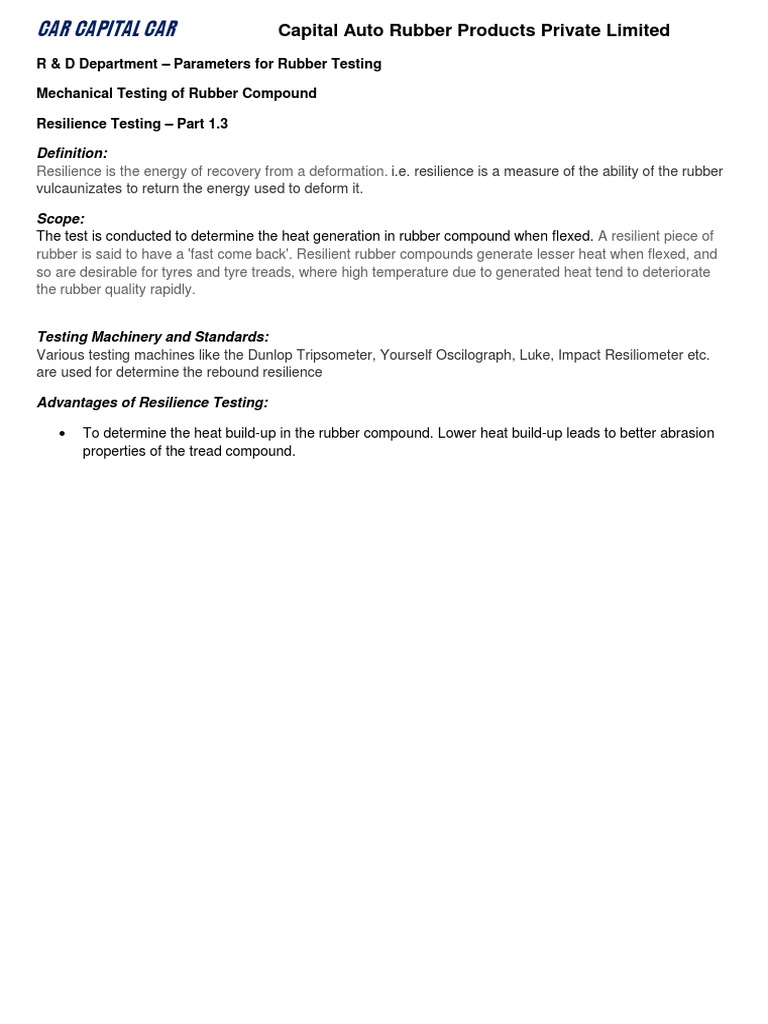 Resilience Testing in Rubber Compounding | PDF | Science & Mathematics