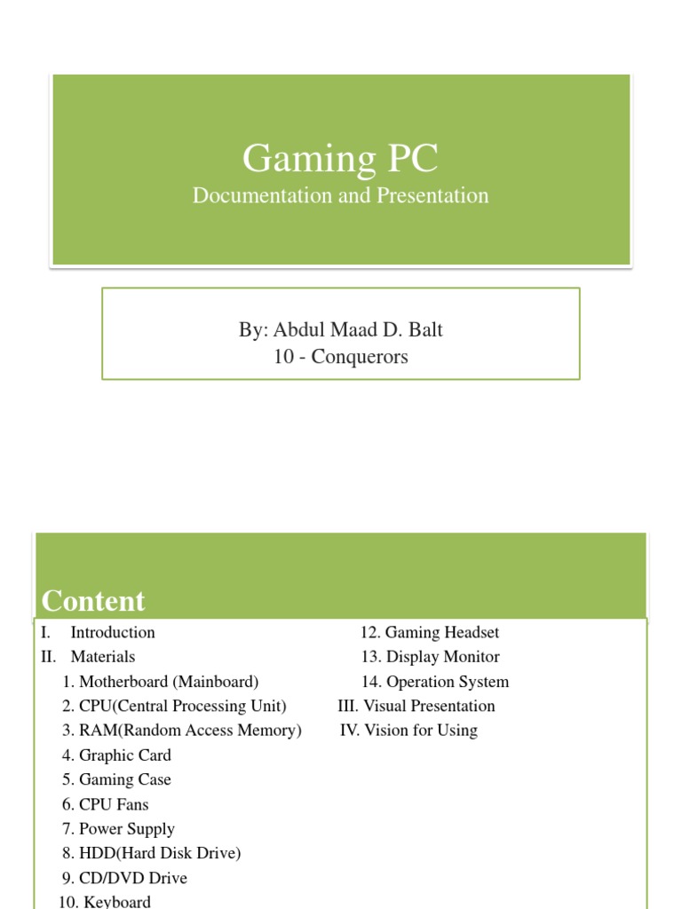 Gaming PC: Documentation and Presentation | PDF | Personal Computers ...