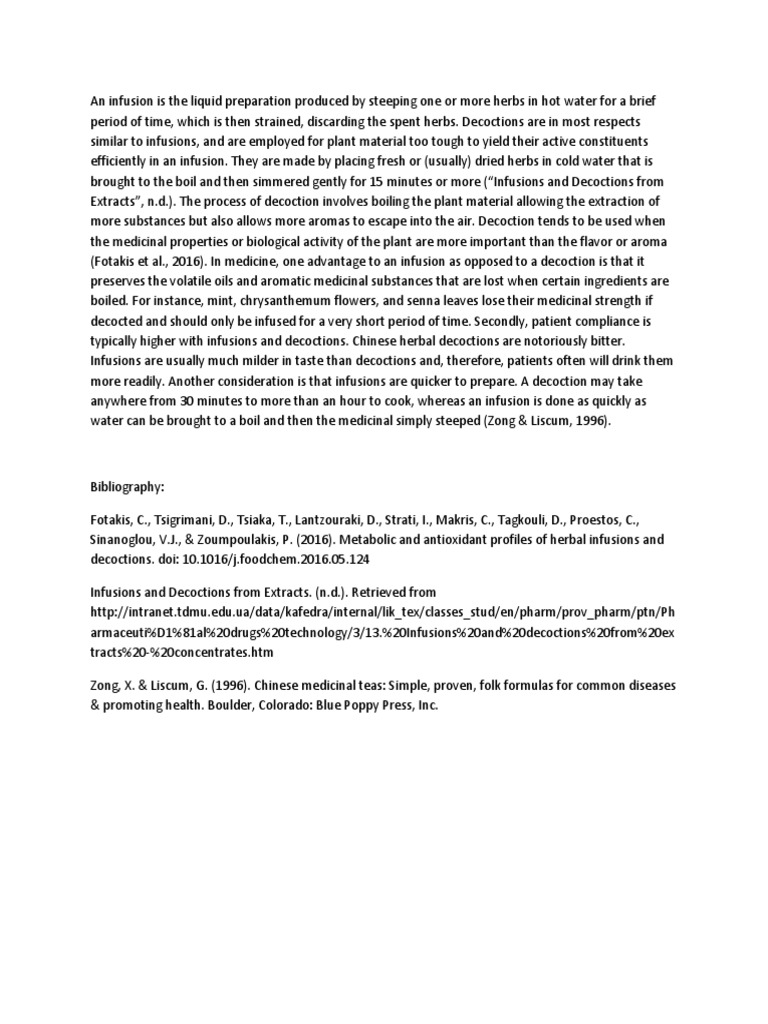 Infusion Vs Decoction | PDF