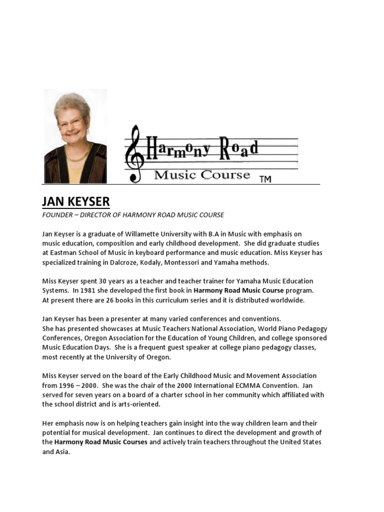 Jan Keyser - Bio 2019 | PDF | Music Education | Behavior Modification