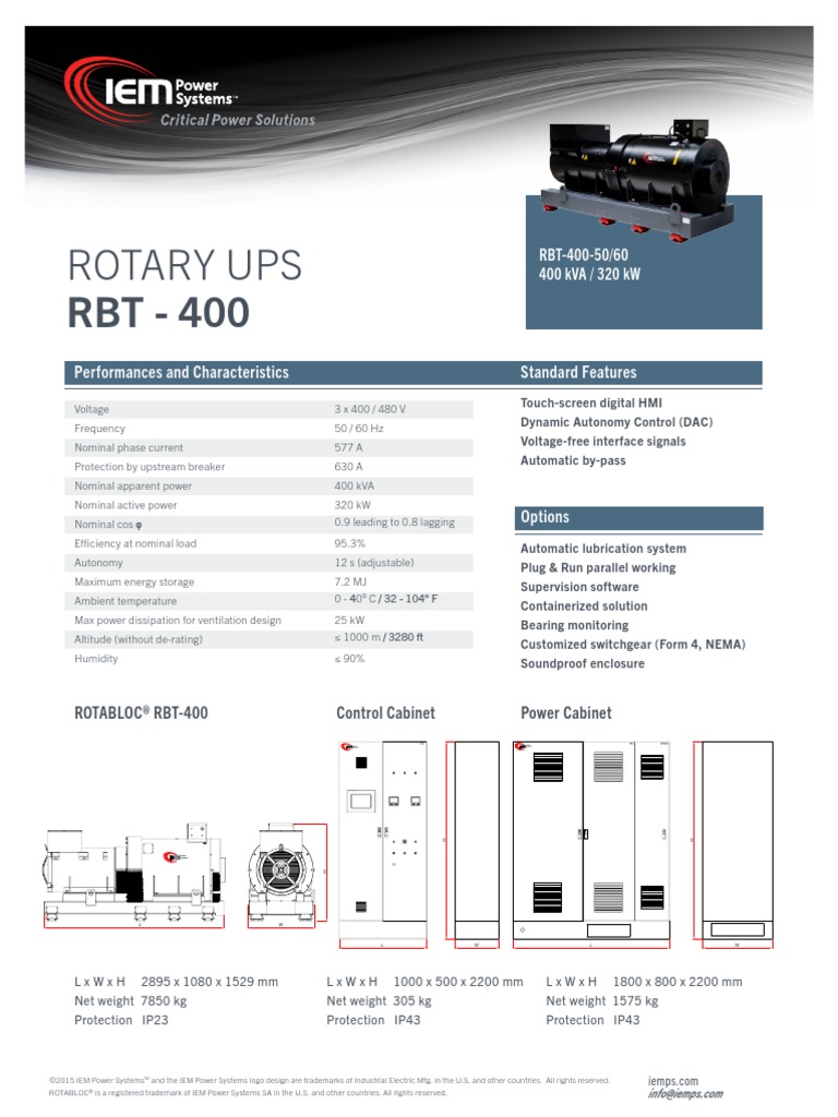 Rotary Ups: Performances and Characteristics Standard Features | PDF ...