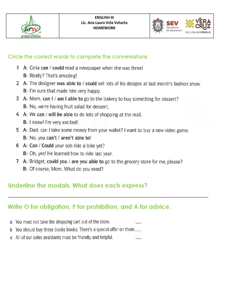 Circle The Correct Words To Complete The Conversations | PDF