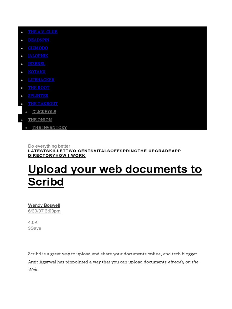Upload Your Web Documents To Scribd | PDF | Scribd | World Wide Web