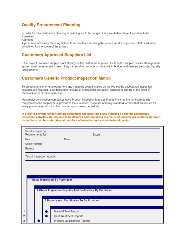 Vendor Inspection | Download Free PDF | Specification (Technical ...