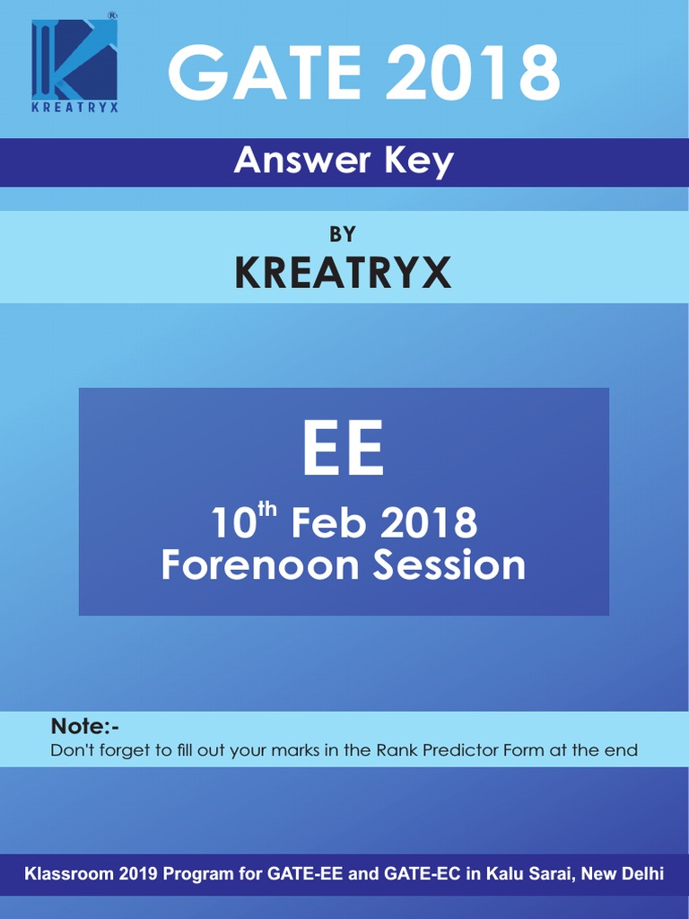 GATE 2018 EE Answer Key and Program | PDF