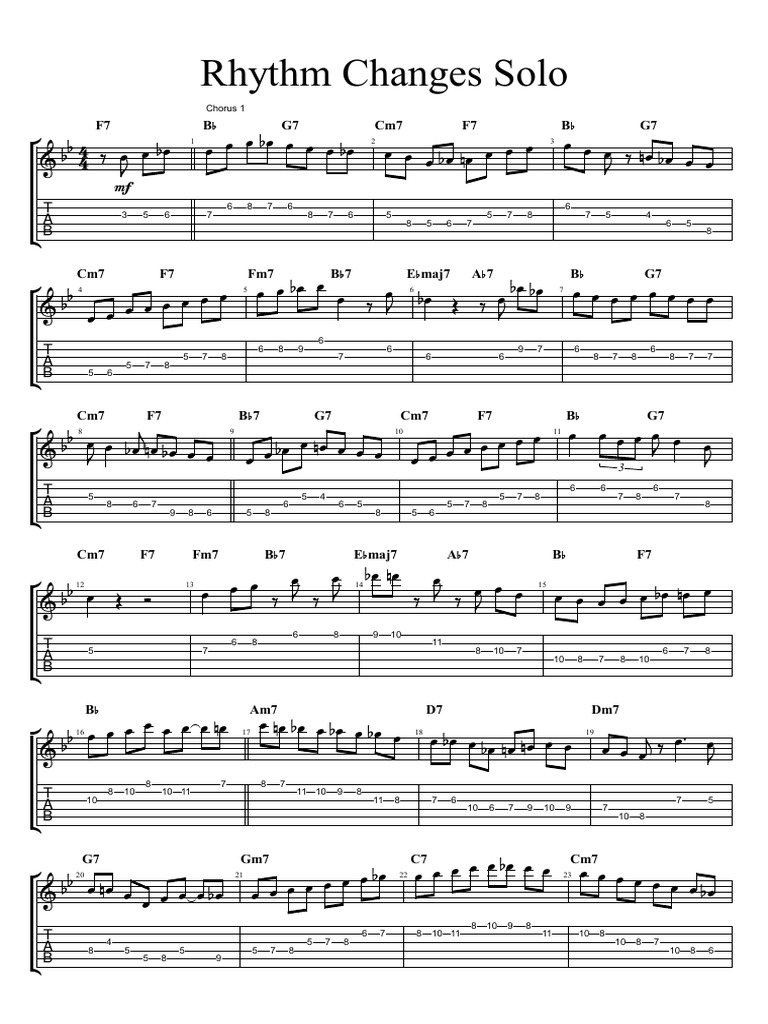 Rhythm Changes Solo Study | PDF | Musical Compositions | Musicology