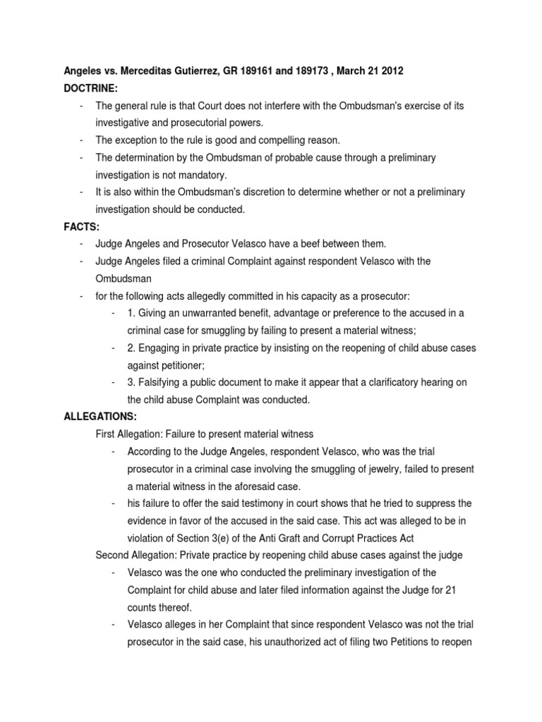 03 Angeles v. Merceditas Gutierrez | PDF | Prosecutor | Certiorari
