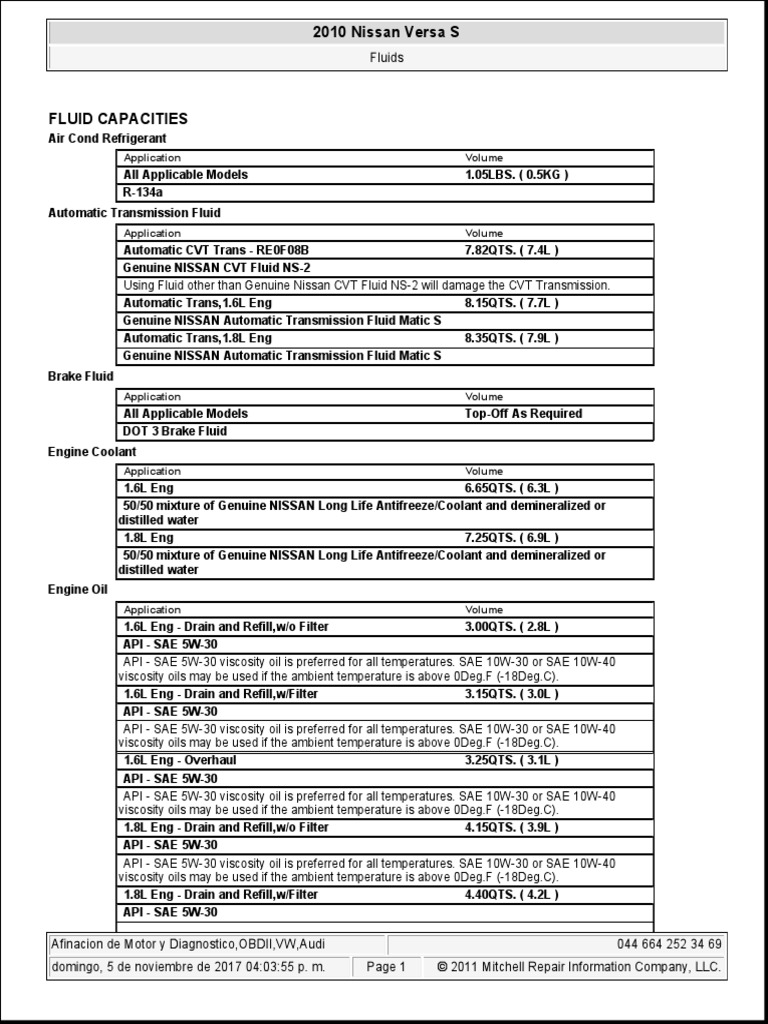 2009 Nissan Versa Freon Capacity