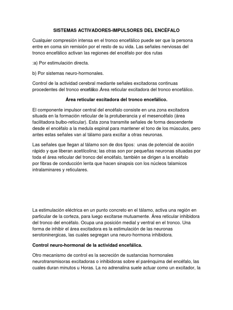 Sistemas Activadores-Impulsores Del Encéfalo | PDF