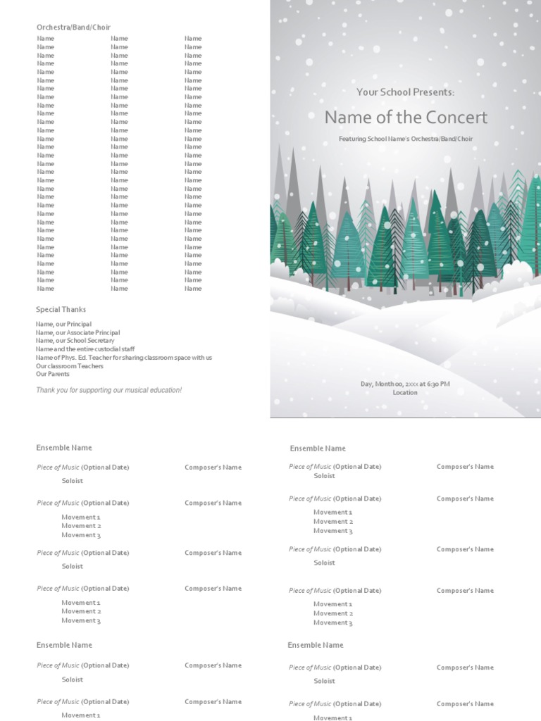 Winter Concert Program Template | Download Free PDF | Orchestras ...