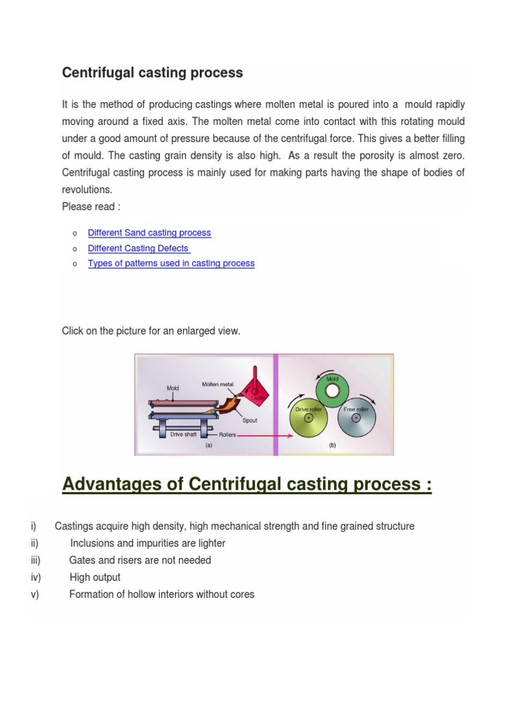 Centrifugal Casting Process | PDF