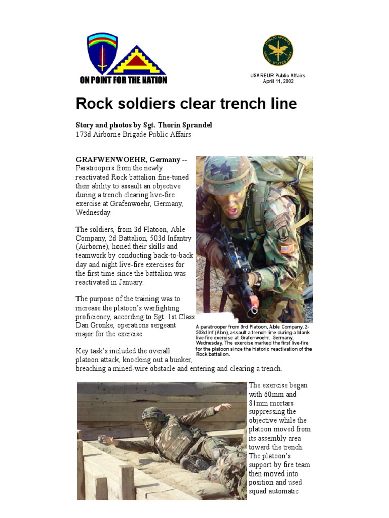 Rock Soldiers Clear Trench Line | PDF | Platoon | Battalion