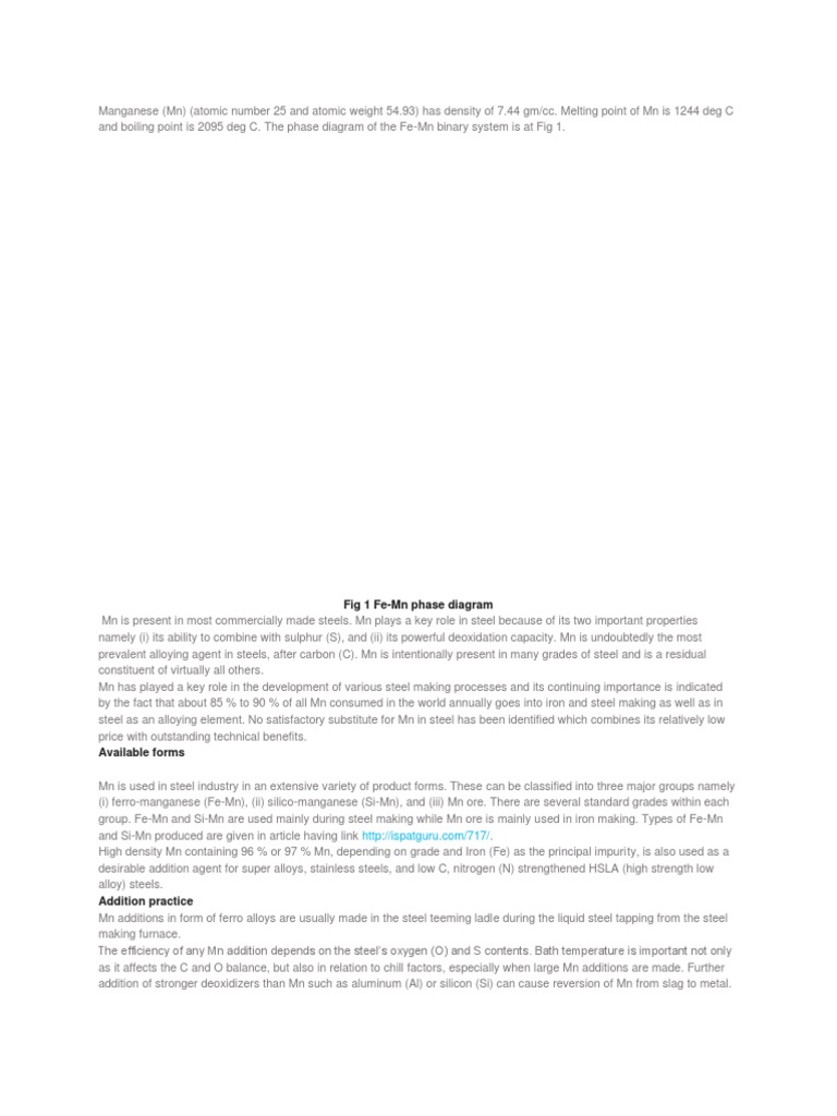 Fig 1 Fe-Mn Phase Diagram | PDF | Heat Treating | Steel