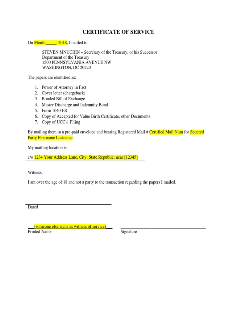 Certificate of Service Template | PDF