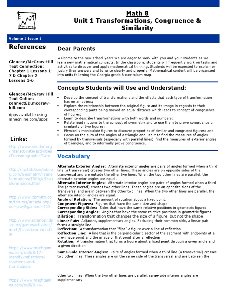 Transformations and Congruence in Math 8 | PDF | Angle | Elementary ...