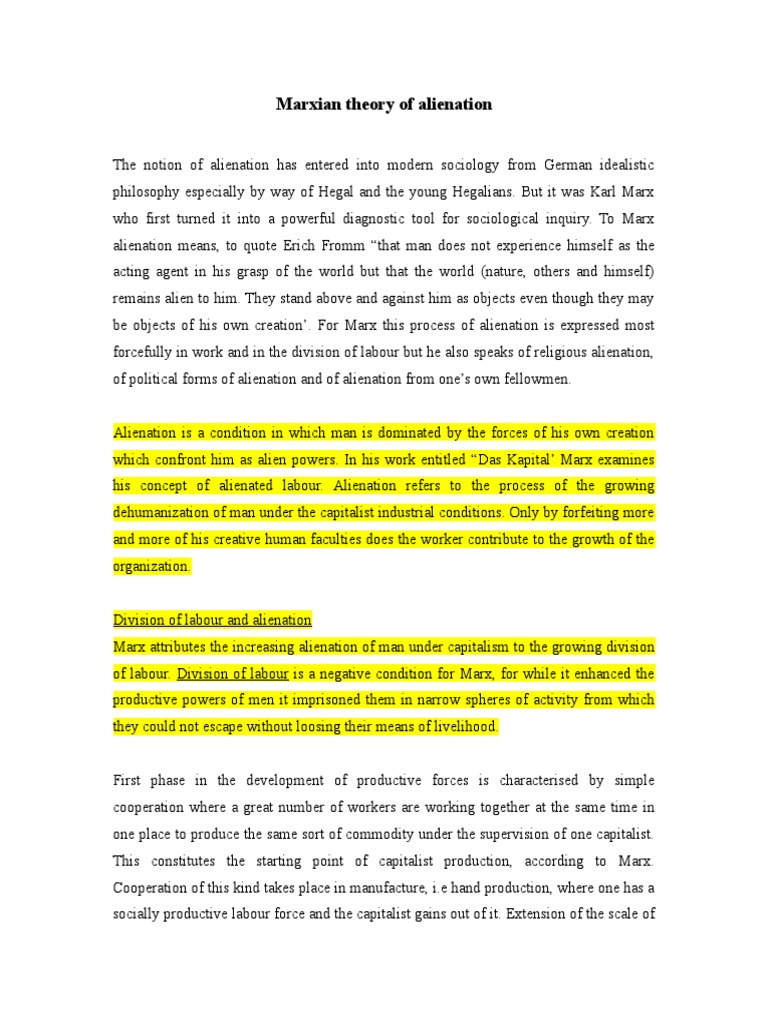 Alienation | PDF | Marx's Theory Of Alienation | Capitalism