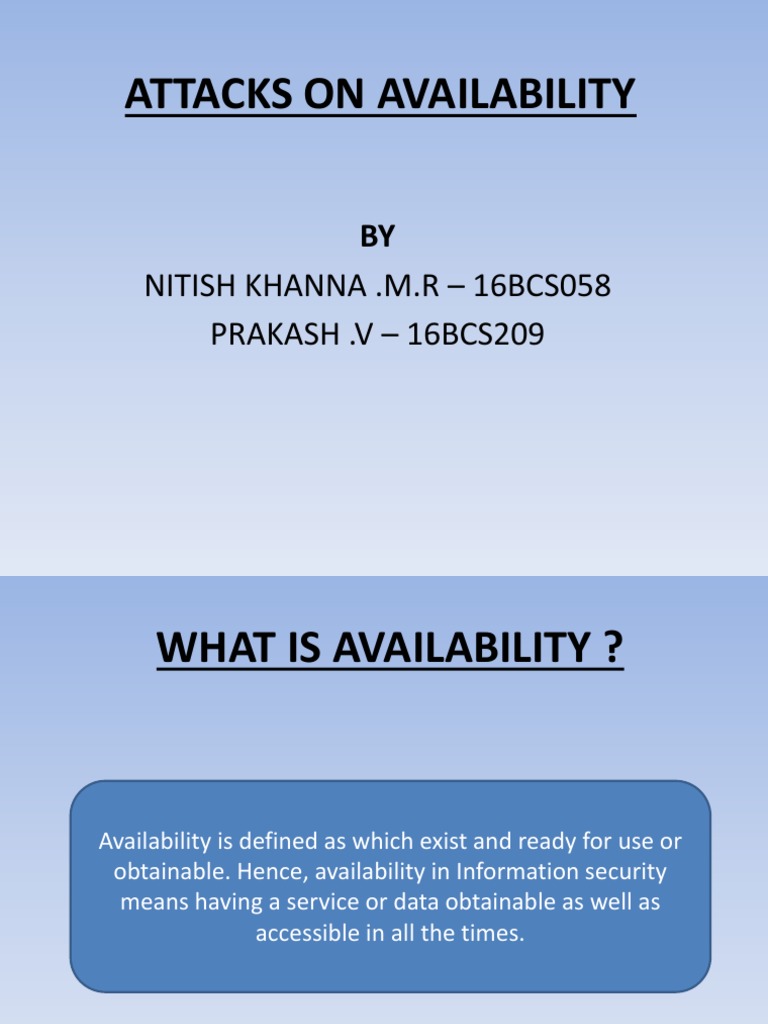 Attacks On Availability | PDF | Denial Of Service Attack | Transmission ...
