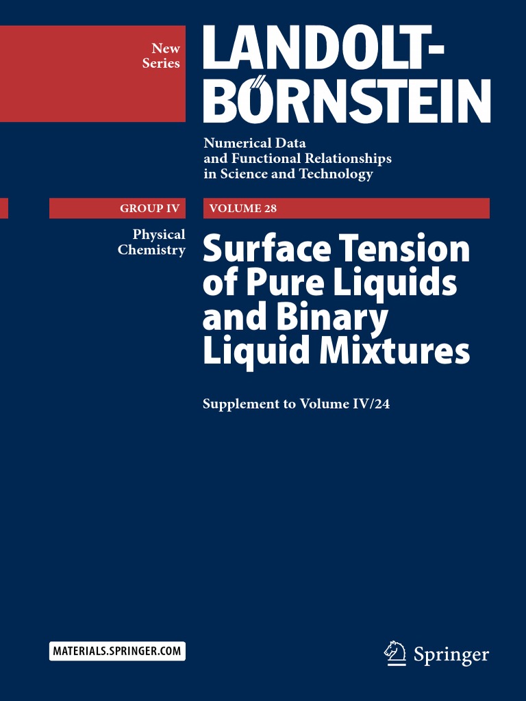 Surface Tension Of Pure Liquids And Binary Liquid Mixtures Pdf