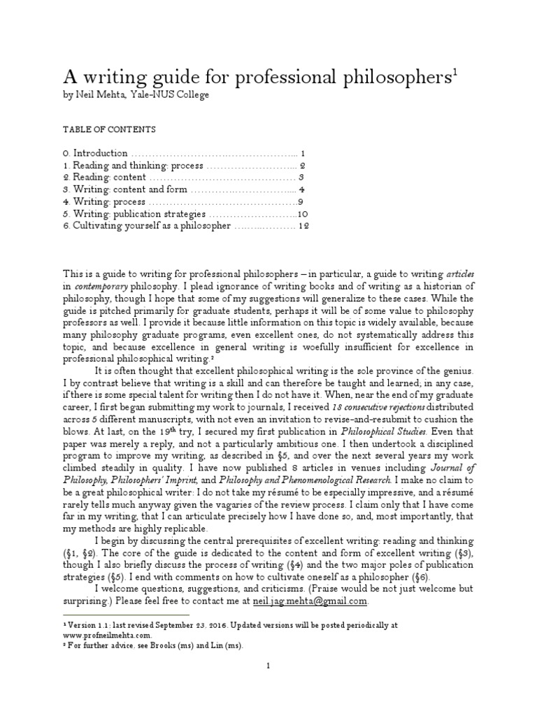 Writing Guide For Philosophers | PDF | Epistemology | Reason