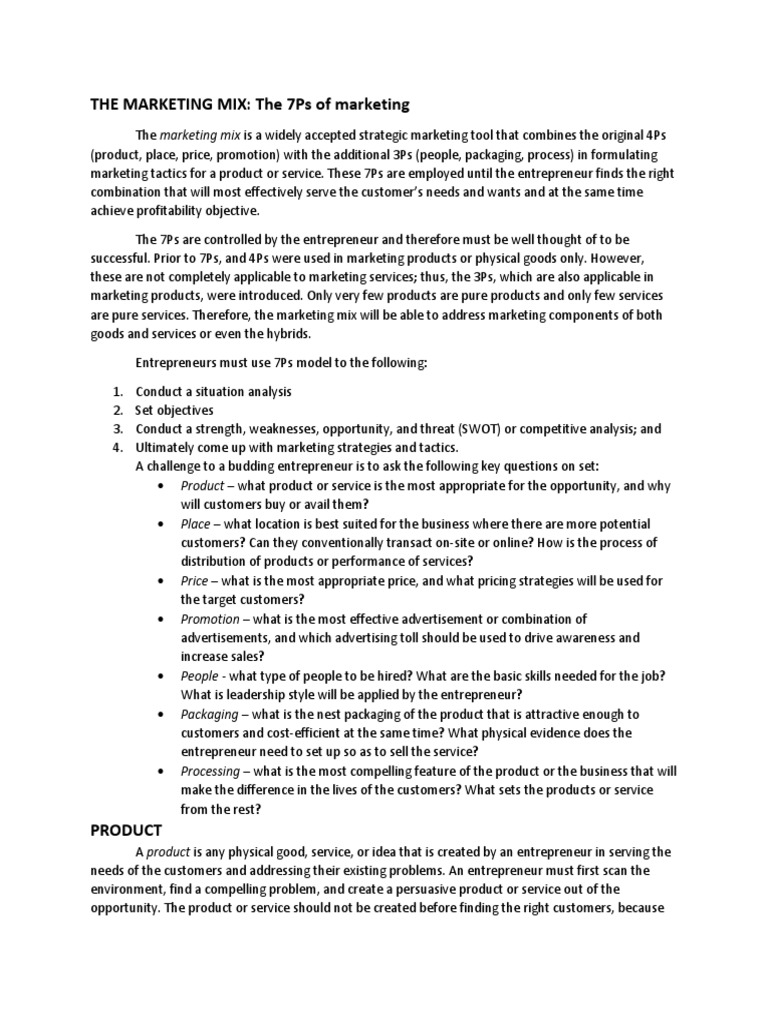 Understanding the 7Ps of Marketing Mix | PDF | Marketing | Advertising