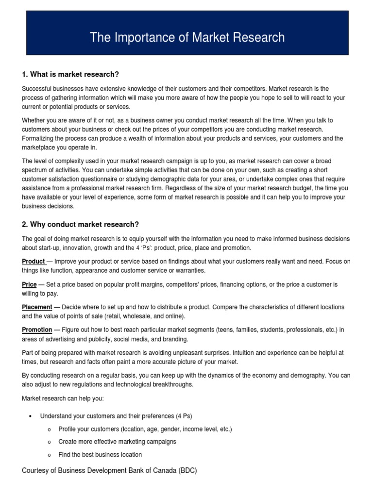 Importance of Market Research | PDF | Marketing Research | Questionnaire