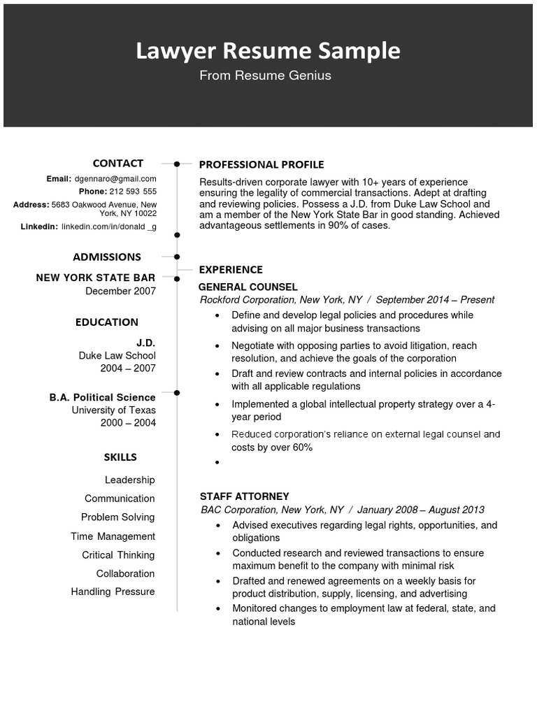 Lawyer Resume Sample 2019 Original | PDF | Lawyer | Employment