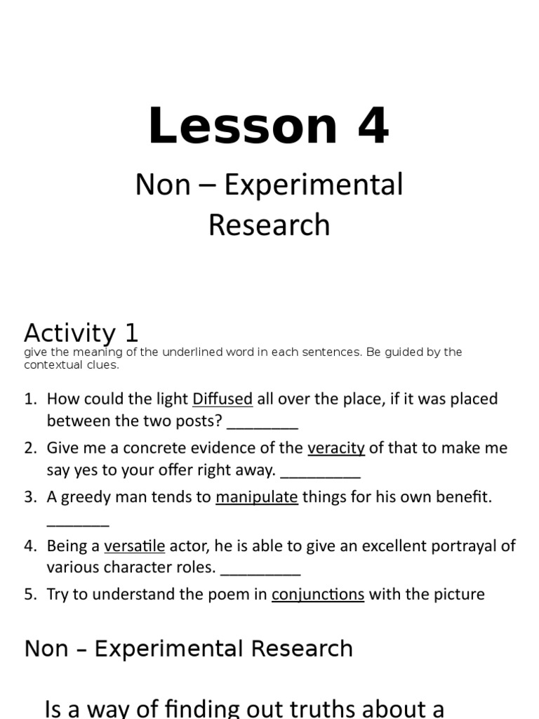 Lesson 4 PR2 Non Experimental Research | PDF | Scientific Method ...