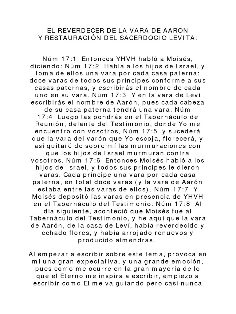El Reverdecer de La Vara de Aaron | PDF | Sacerdote | Yahvé