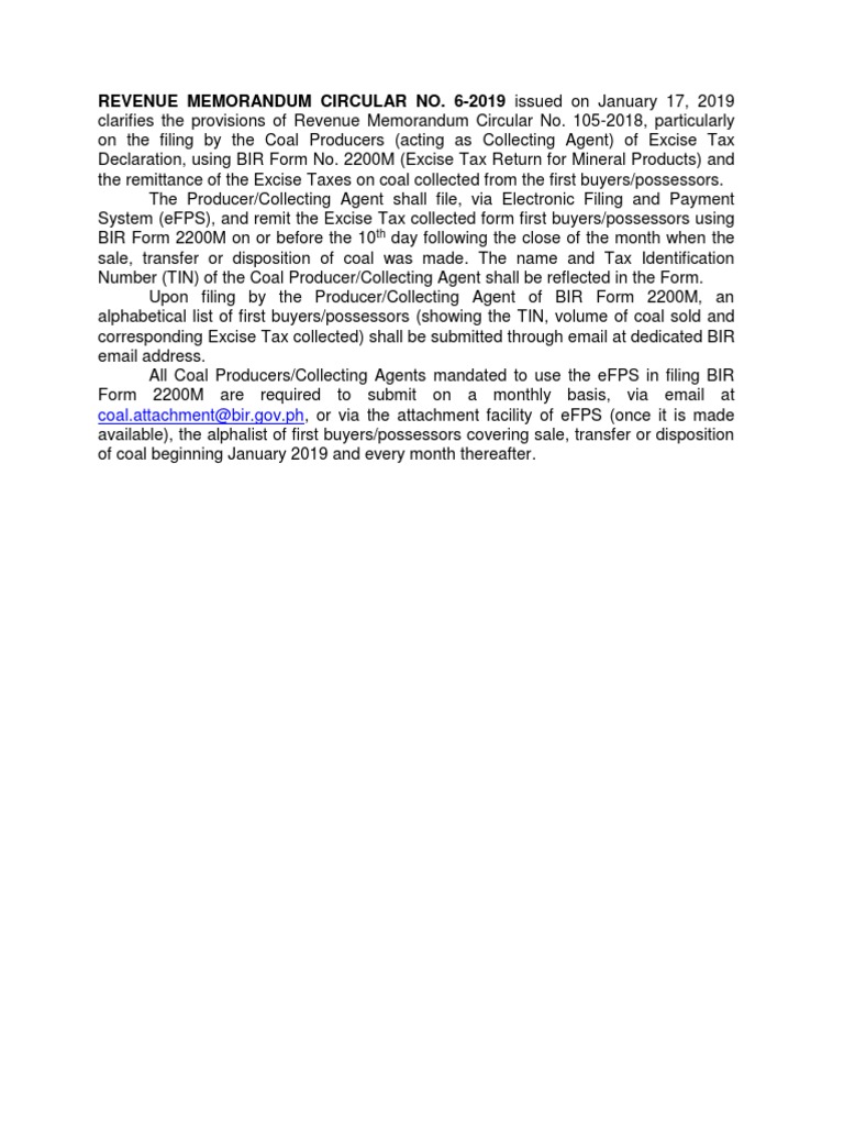 Clarifying Guidelines for Coal Producers Acting as Collecting Agents on ...