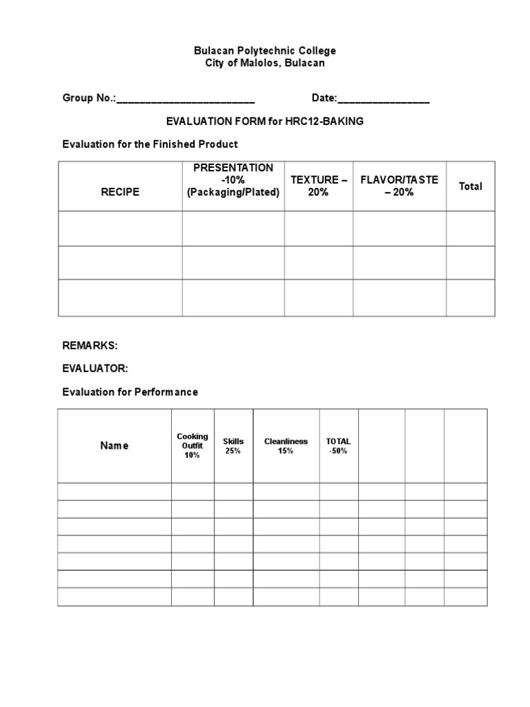 Evaluation Form | PDF