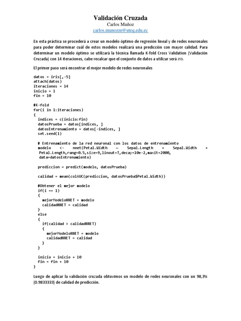 Validación Cruzada | PDF | Validación Cruzada (Estadísticas) | Modelo ...