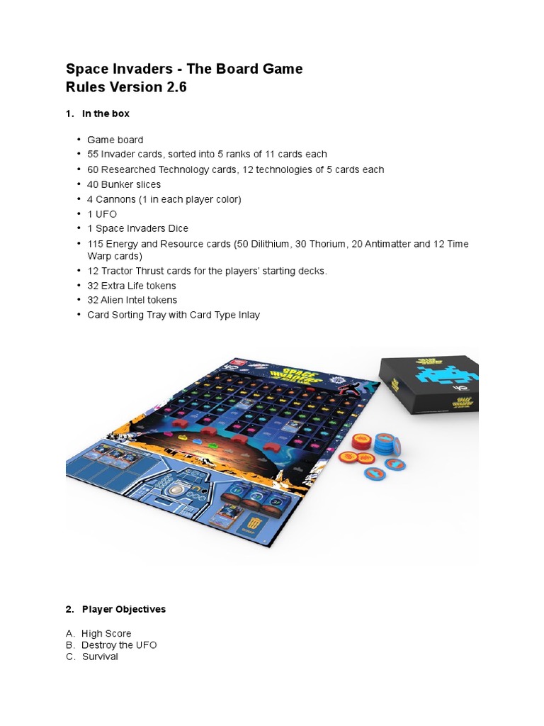 Space Invaders - The Board Game Rules Version 2.6 | PDF | Gaming | Leisure