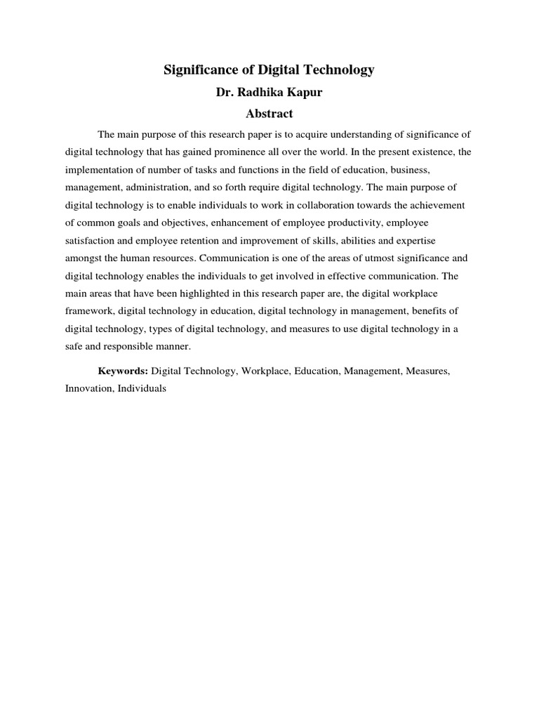 Significance of Digital Technology: Dr. Radhika Kapur | PDF | Websites ...