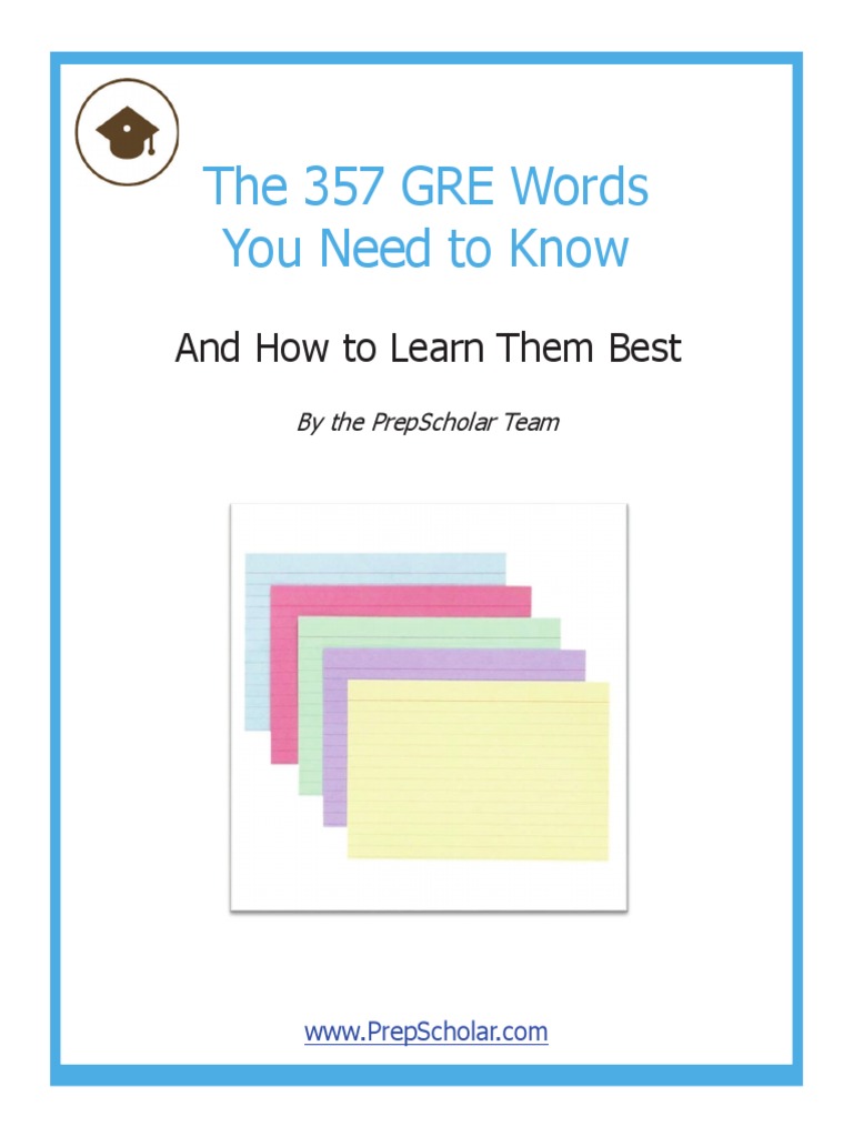 PrepScholar GRE Vocab Flashcards | PDF | Flashcard | Graduate Record ...
