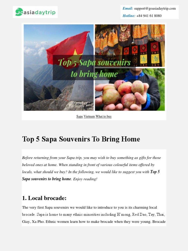 Top 5 Sapa Souvenirs To Bring Home: 1. Local Brocade | PDF | Food And ...
