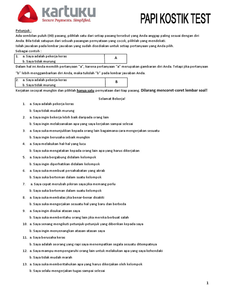 Soal Papikostik PDF | PDF
