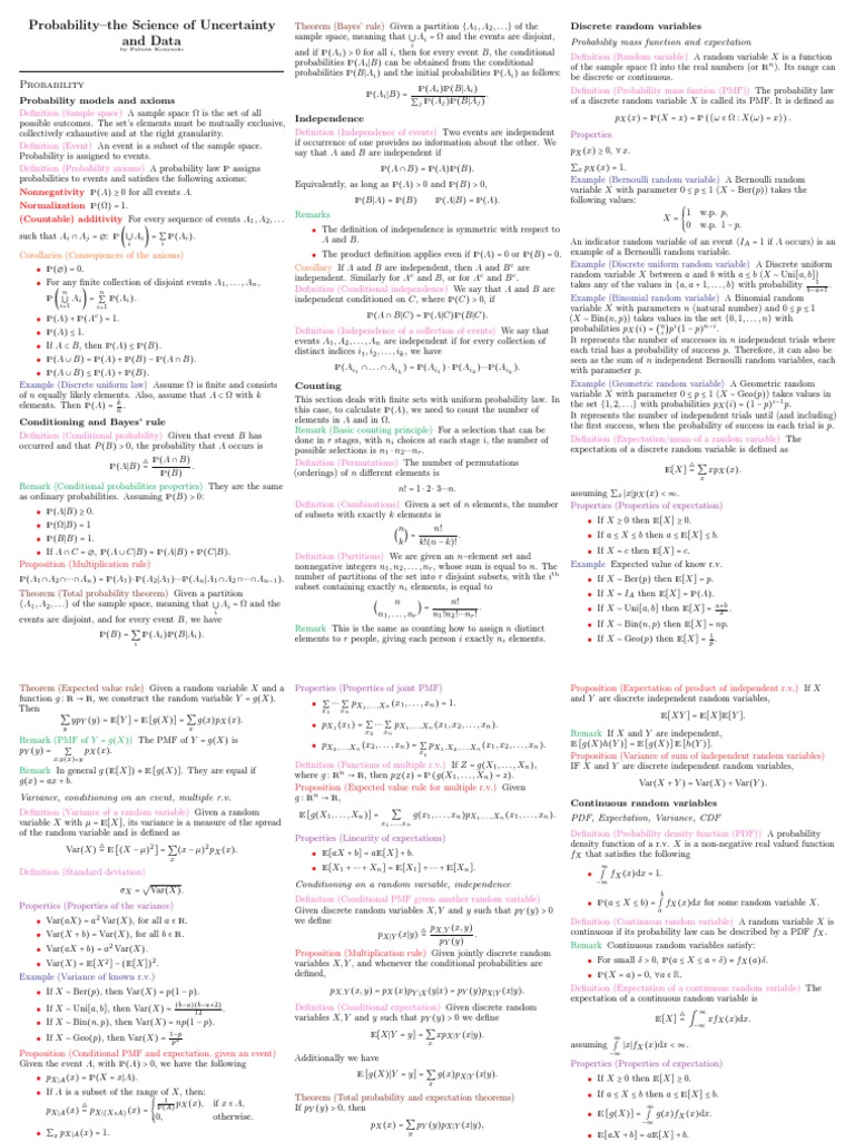 Probability–the Science of Uncertainty | PDF | Variance | Random Variable