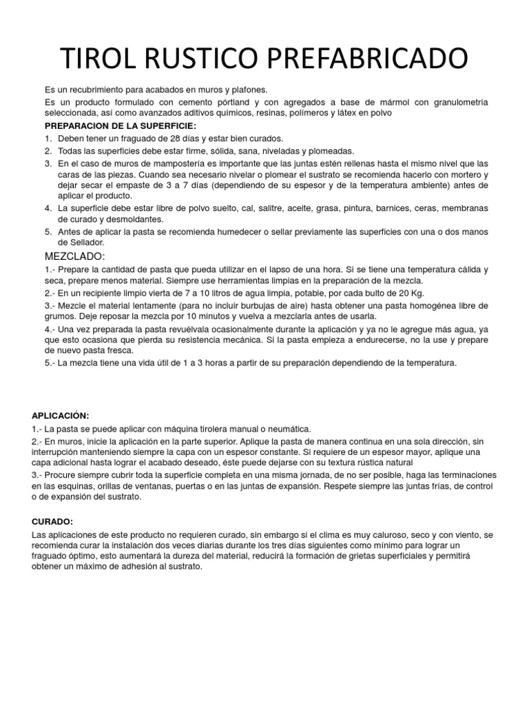 Tirol Rustico Prefabricado | PDF | Pintar | Materiales