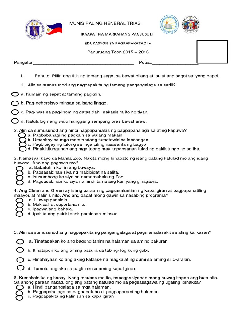 4th Grading Exam Esp Final | PDF
