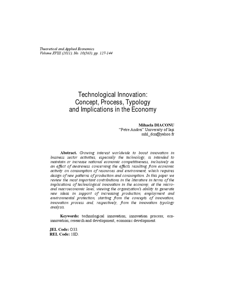 Technological Innovation: Concept, Process, Typology and Implications ...