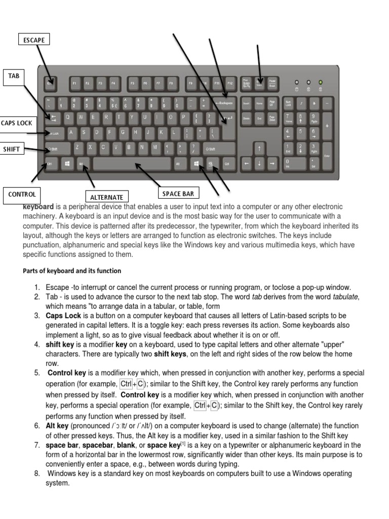 Keyboard Is A Peripheral Device That Enables A User To Input Text Into ...