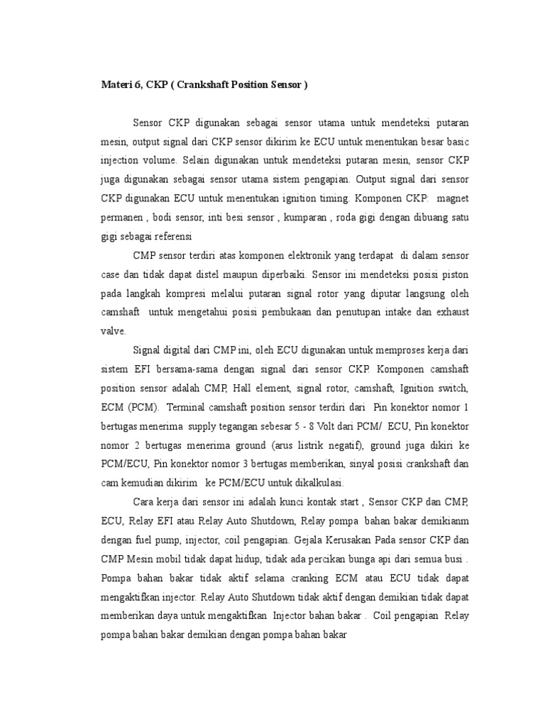 Sensor CKP & CMP: Fungsi dan Kerusakan | PDF | Komputer | Teknologi ...